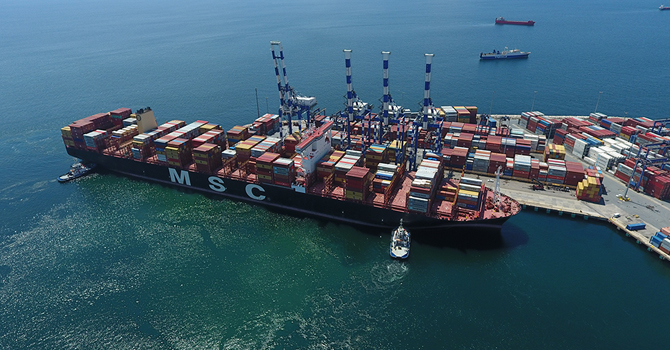 Dev gemi MSC Tina, Marport'a demir attı